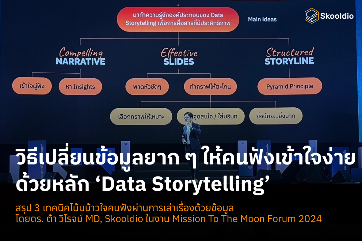 สรุป 3 เทคนิคโน้มน้าวใจคนฟังผ่านการเล่าเรื่องด้วยข้อมูล (Data Storytelling) | Skooldio Blog